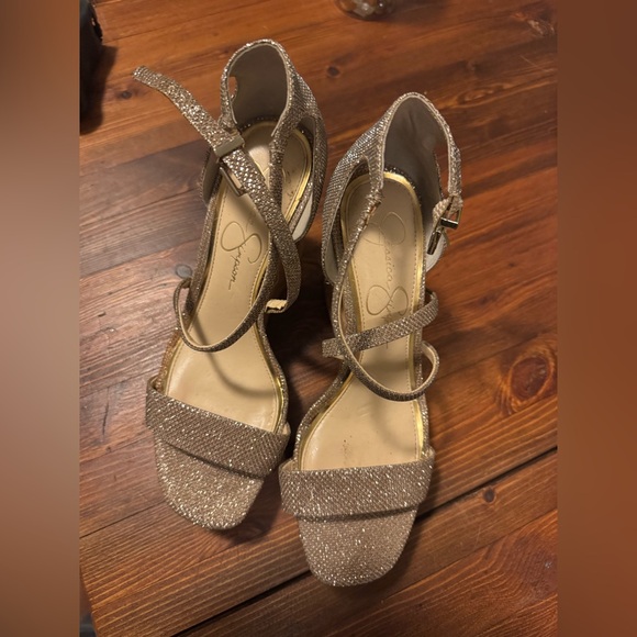 Jessica Simpson | Shoes | Jessica Simpson Sparkling Gold Platform Heels ...
